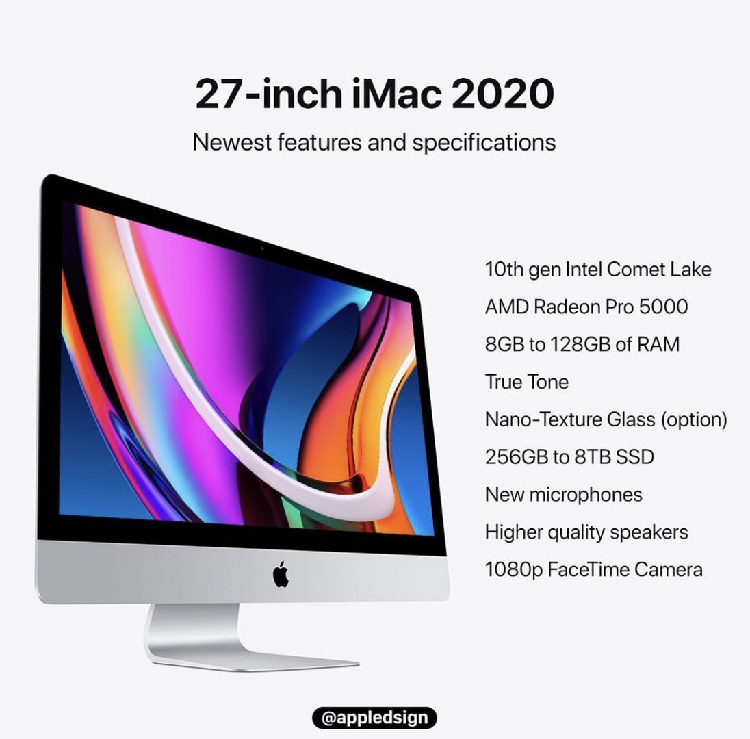 27英寸iMac更新：10代酷睿处理器+T2新品+1080p 摄像头