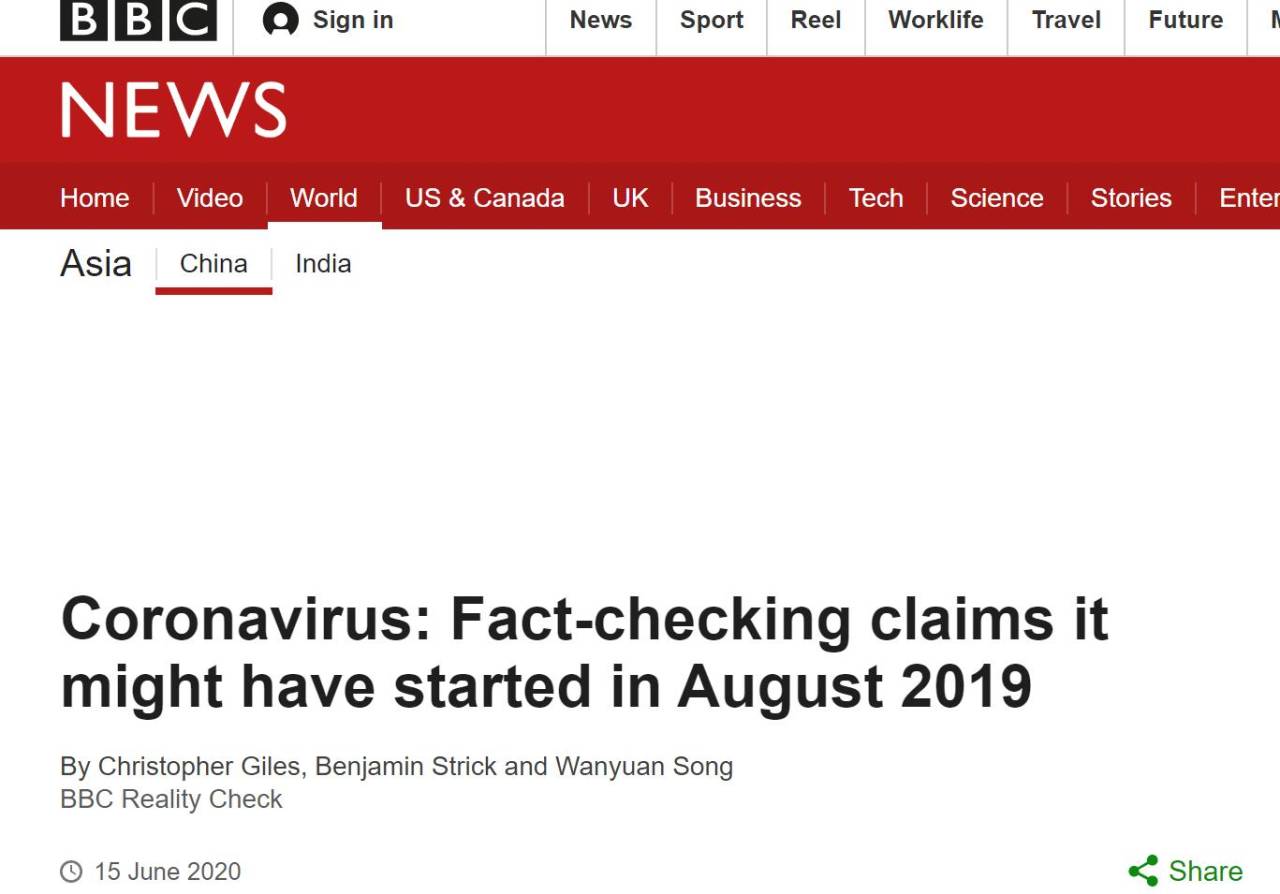 BBC发布事实核查：哈佛大学有关"新冠疫情8月在武汉传播"论文结论“站不住脚”